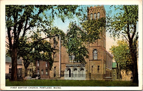First Baptist Church Portland Maine Curteich Postcard White Border UP ...