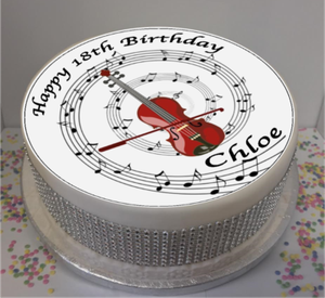 Personalised Violin & Music Notes 8" Icing Sheet / Cake Topper ...