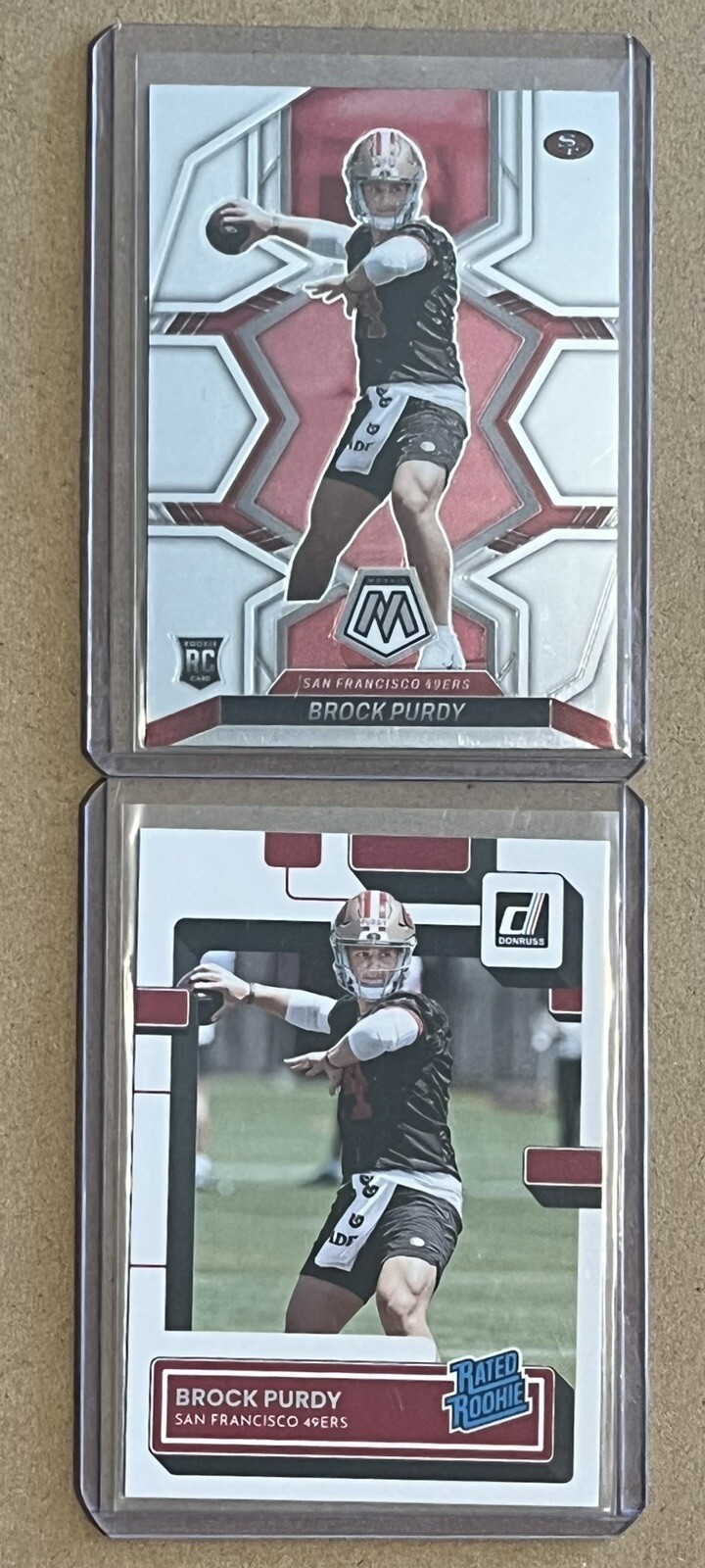 2022 Panini Mosaic Brock Purdy RC & Donruss Rated Rookie 2 Base Cards ...