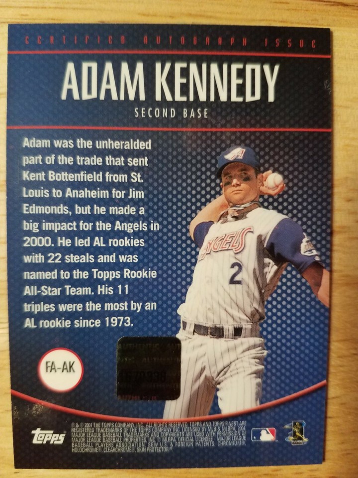 Adam Kennedy 2001 Finest Autographs #FA-AK Anaheim Angels | eBay