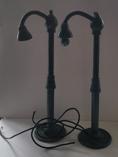 Pair of vintage cast iron model train lamps | eBay