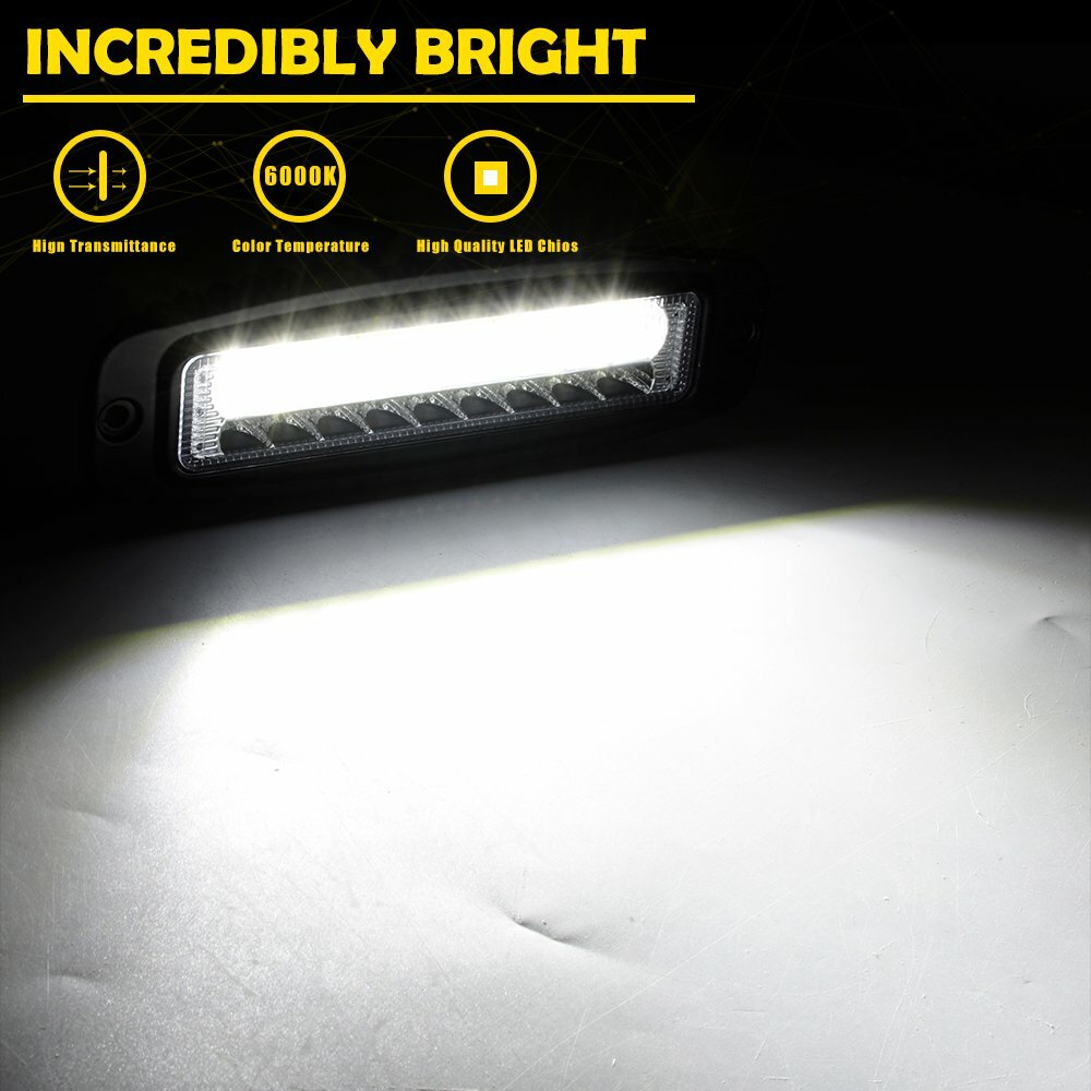 Pair Flush Mount 7"inch LED Work Light Bar FLOOD Reverse Fog Lights ...