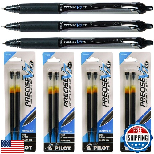Pilot Precise V7 Rt Retractable, Black Ink, 0.7mm Fine Point, 3 Pens ...
