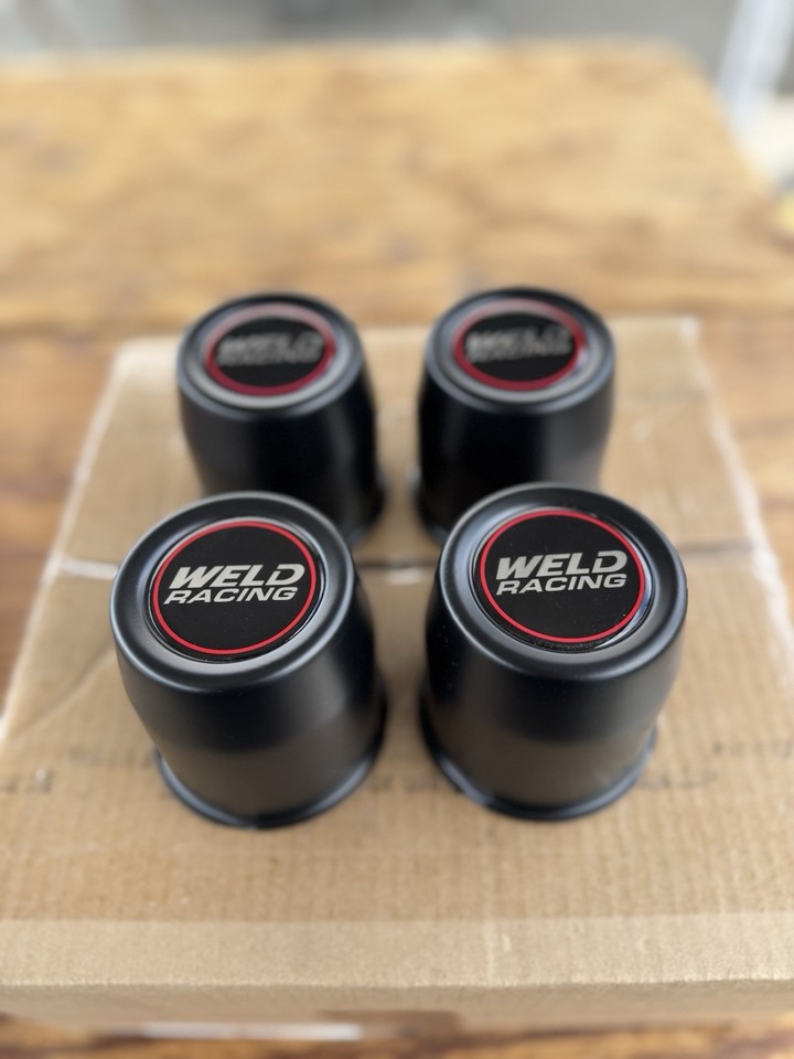 4 BLACK STEEL CENTER CAPS 5 LUG WELD RACING WHEELS DRAGLITE PRO STAR 3. ...