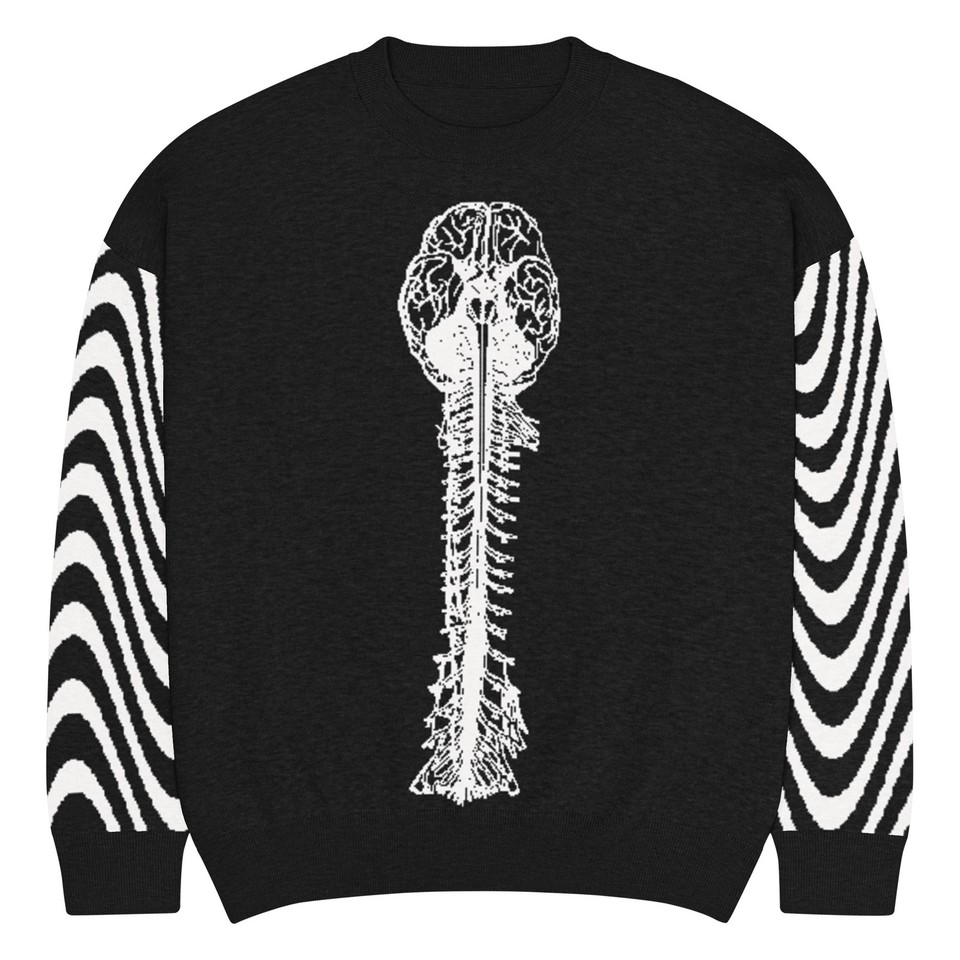 Giant White Brain & Spine Unisex Nervous System Knit with Wavy Striped ...