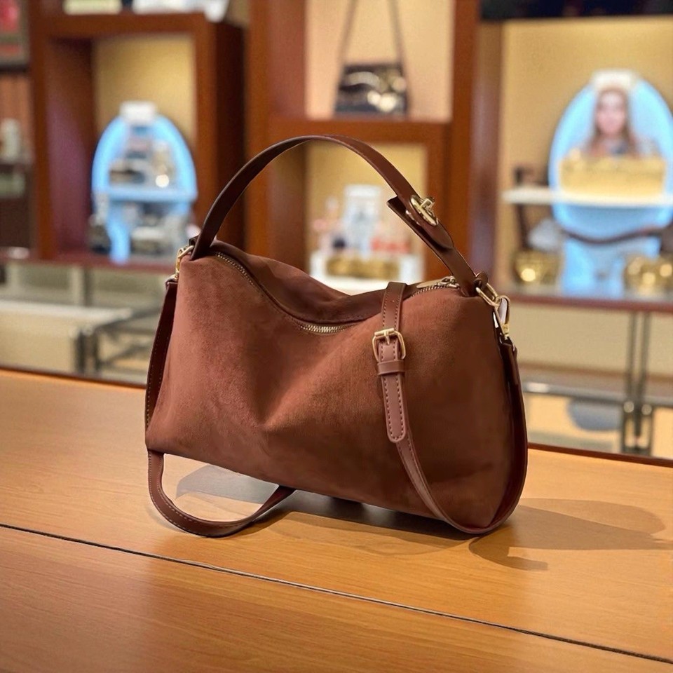 Women Brown Suede Hobo Bag Shoulder Crossbody Purse Designer Style Fall ...