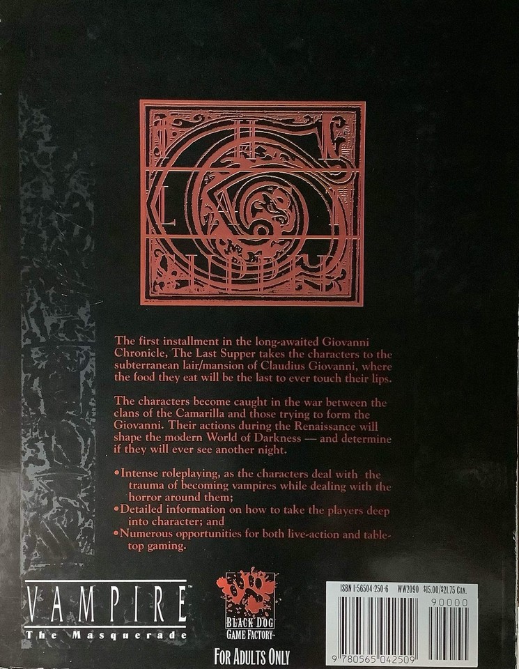 Vampire: The Masquerade: The Last Supper (1995) | eBay
