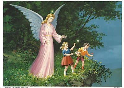 Catholic Print Picture GUARDIAN ANGEL w/ girl & boy 10 x 7 1/2" ready ...