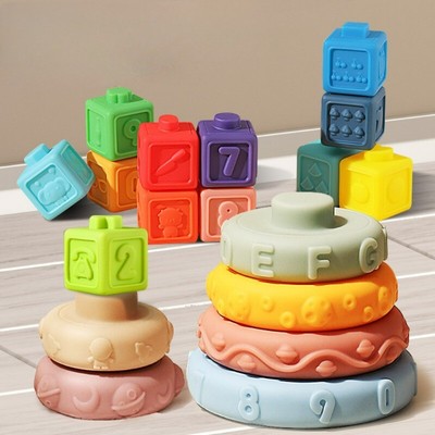 Soft Silicone Building Blocks Infant Early Education Educational ...