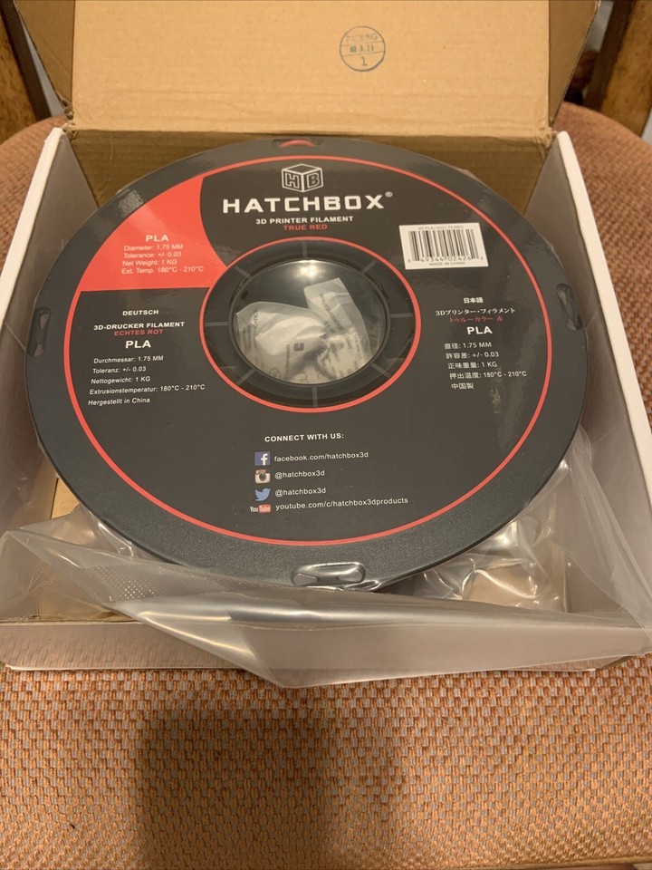 HATCHBOX 3D Printer Filament 1.75mm in True Red, 1kg Spool | eBay