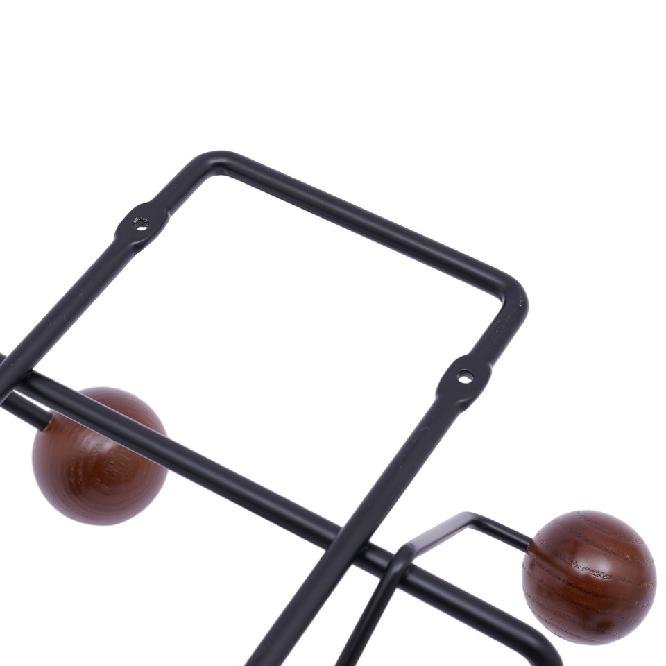 Wall-mounted Coat Rack Hanger Multi-Hooks Walnut Wood Ball Tips ...