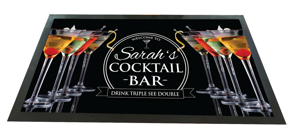 Personalised bar runner mat - with any name cocktail Home Bar runner ...