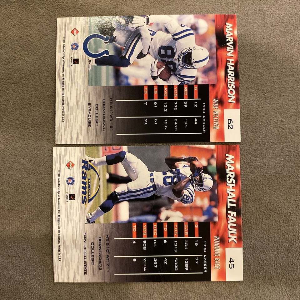 1999 Collector's Edge Fury - #62 Marvin Harrison and #45 Marshall Faulk ...