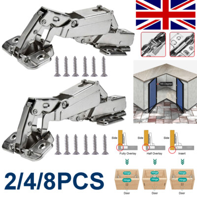 2/4/8Pcs Kitchen Soft Close Cabinet Cupboard Unit Door Hinges Angular ...