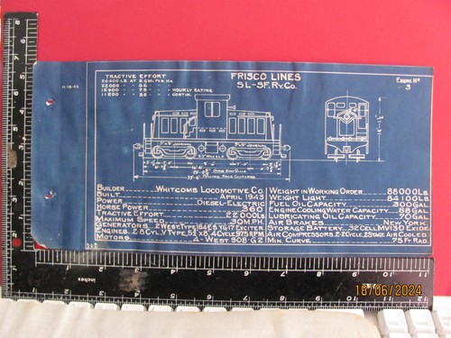 FRISCO LINES SL-SF RAILROAD DIESEL LOCOMOTIVES #4 - #8 BLUEPRINT DATA ...