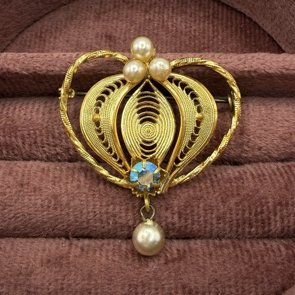 Vintage Western Germany Brooches Aurora Borealis / Pearl Rhinestones | eBay