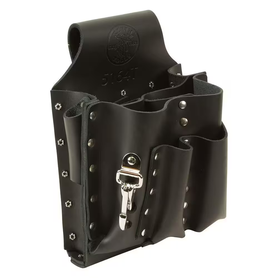 Klein Tools 8 Pocket Tool Pouch Tunnel Loop Belt Black Leather Lineman ...