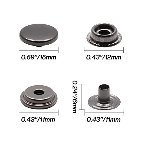 50 Sets Snap Fasteners Kit 15mm Heavy Duty Metal Snaps Buttons Press ...