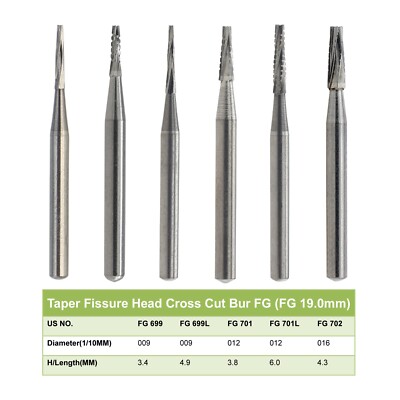 Wave Dental Tungsten Carbide Bur 699 699L 701 701L 702 702L FG High ...