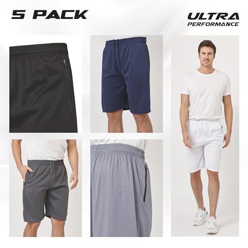Ultra Performance Mens 5 Pack Athletic Running Shorts Basketball Gym ...