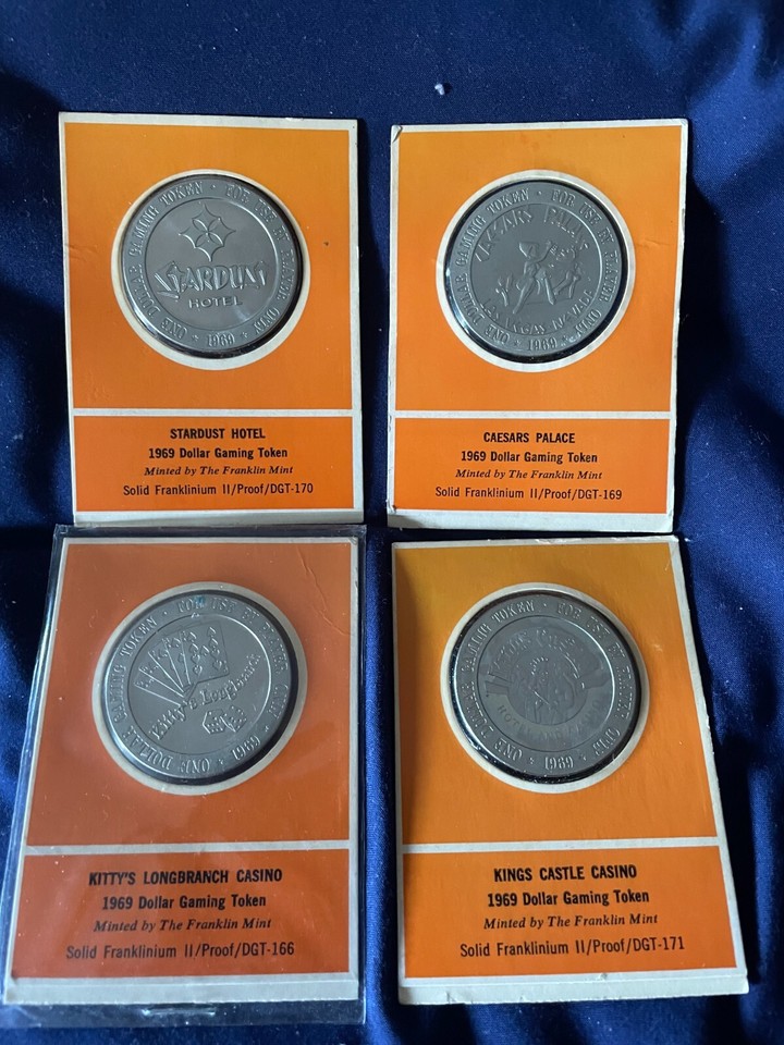 4 Franklin Mint $1 Dollar 1969 Gaming Tokens Proof Coins Orange Card | eBay