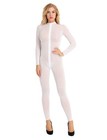 Women's Transparent Double Zipper Catsuit Jumpsuit Long Sleeve Bodysuit ...