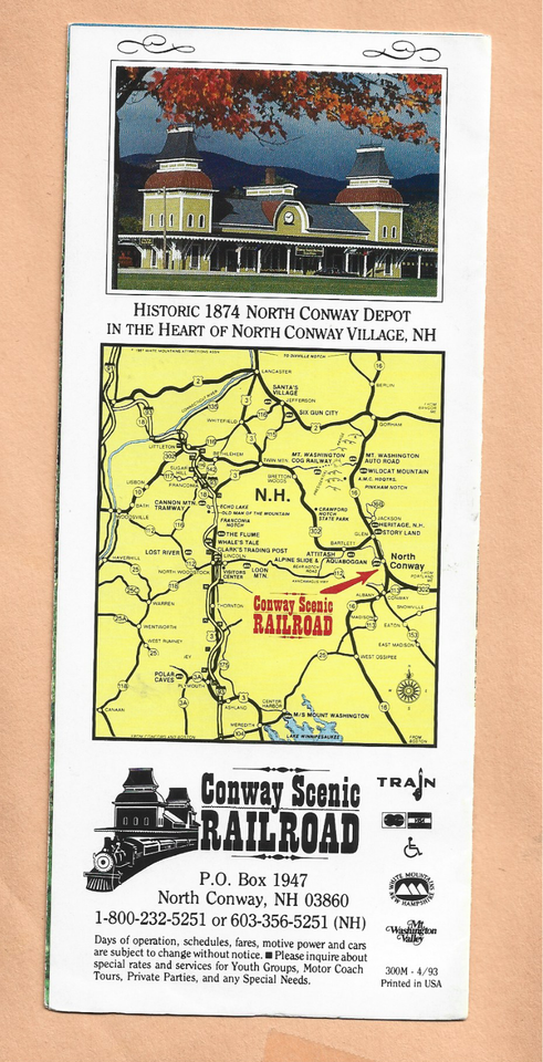 CONWAY SCENIC RAILROAD NORTH CONWAY NEW HAMPSHIRE RAILROAD BROCHURE | eBay