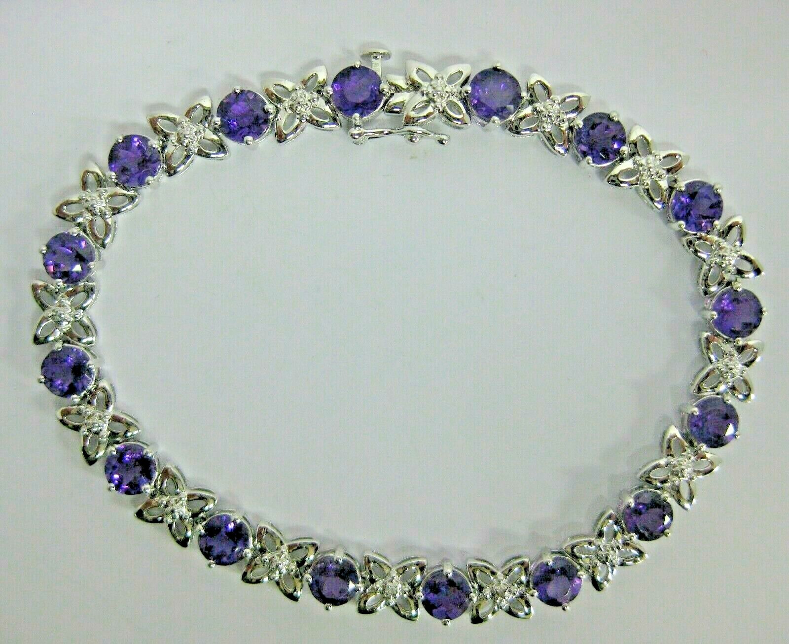 Sterling Silver XO Tennis Bracelet Flexible Purple Cl… - Gem