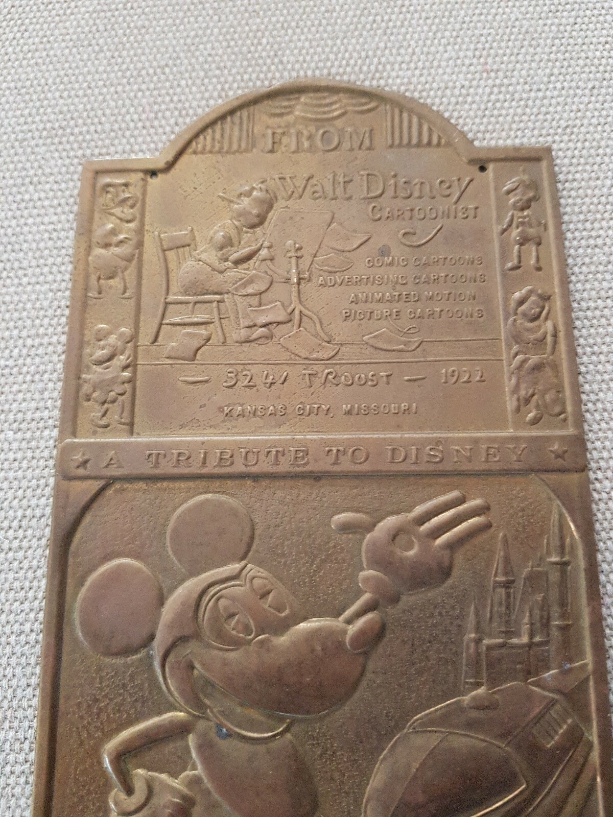 Authentique Plaque publicitaire a tribute to Disney 17 july 1922 Mickey ...