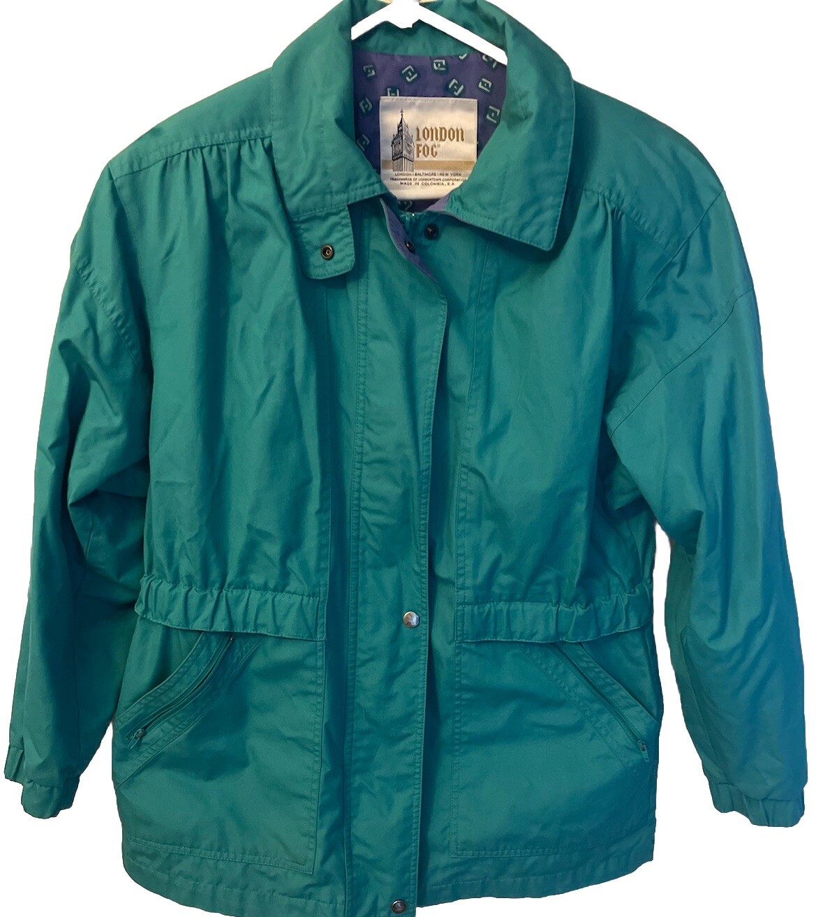 Vintage LONDON FOG Green Full Zip Raincoat Jacket Wom… - Gem