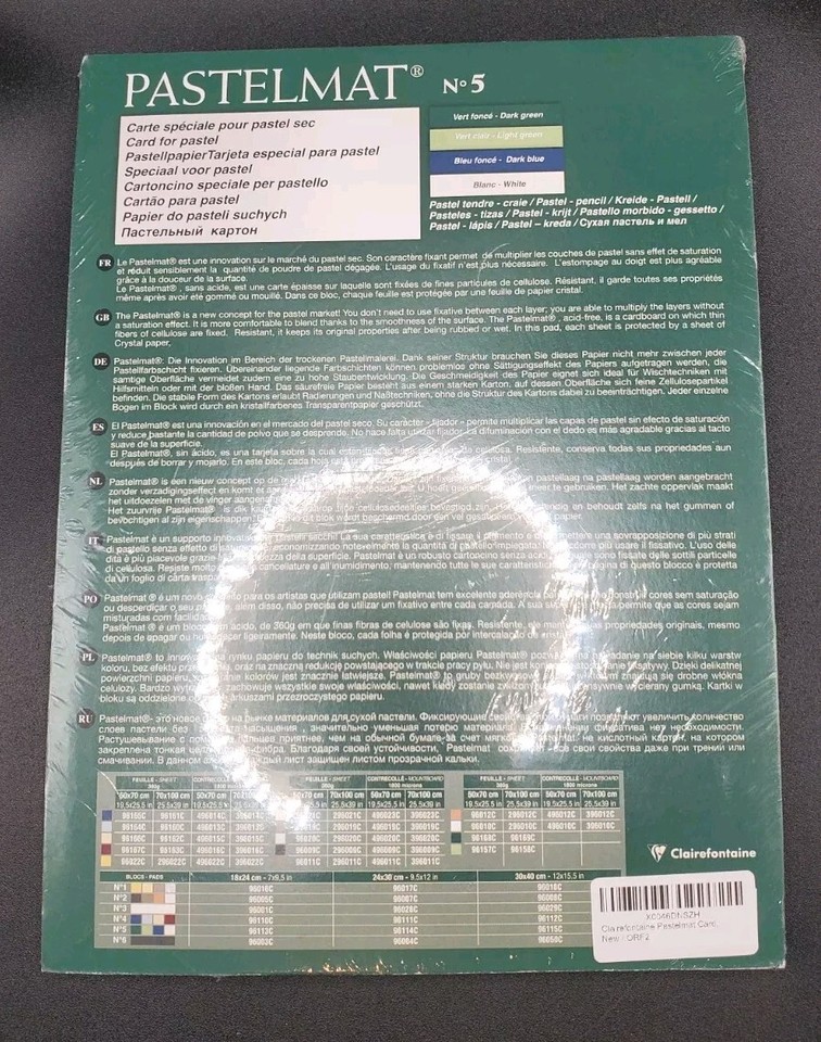 Clairefontaine Pastelmat Card, 18x24cm, 360, Assorted Colours (12 ...