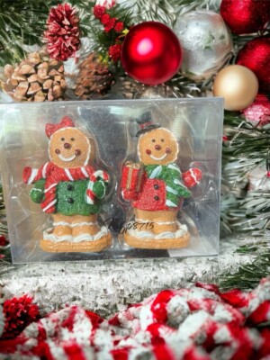 Gingerbread Glitter Set 4” Resin Figurine Christmas Decor Peppermint ...
