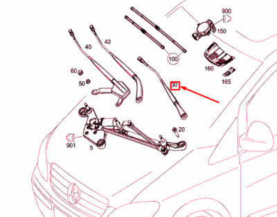 2014-2019 Mercedes-Benz MB Vito W447 Front Windshield Left Wiper Arm ...