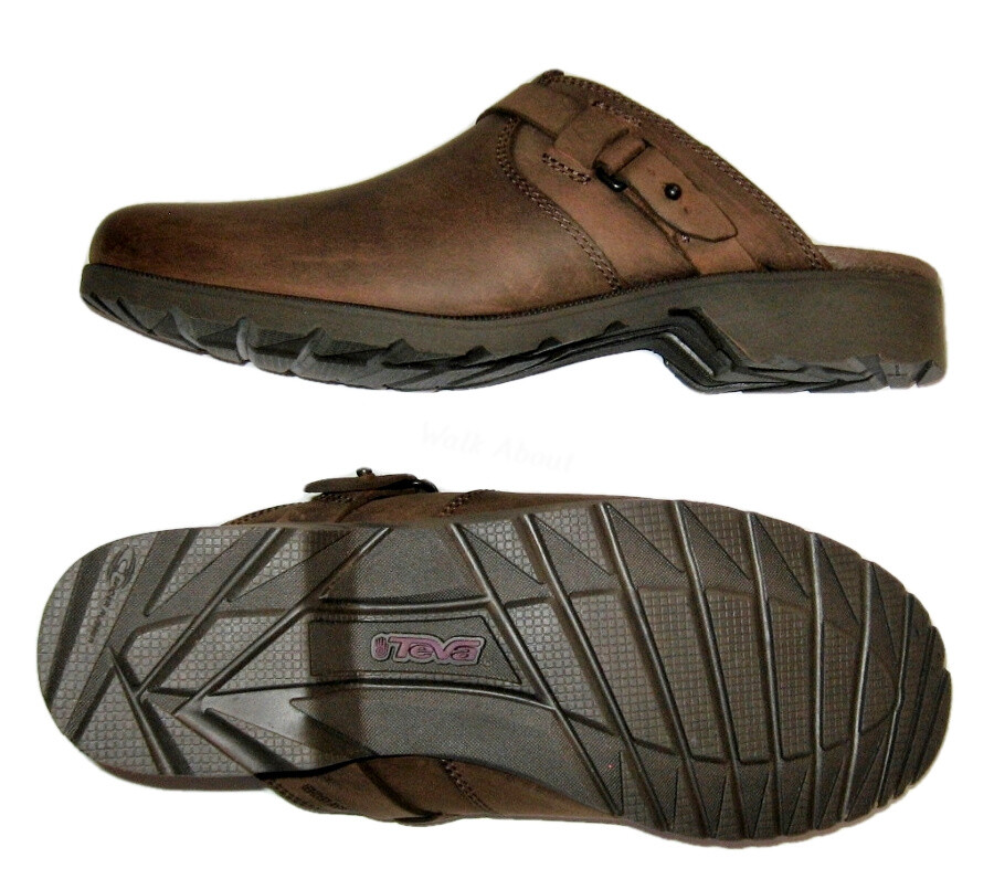 Teva Delavina Womens Size 7 Brown Leather Slip on Mules Clogs 1012436 ...