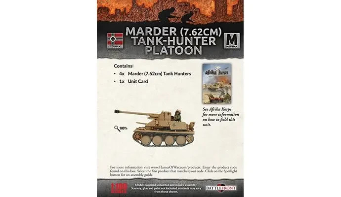 Flames of War German Marder (7.62cm) Tank-hunter Platoon (Mid War x4 ...