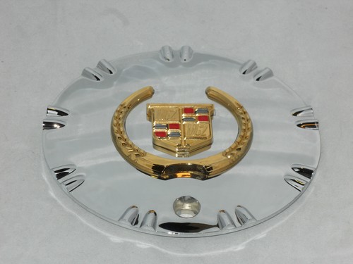 MC2 M6 CADILLAC 6-1/8" CHROME WHEEL RIM CENTER CAP GOLD WREATH CREST ...