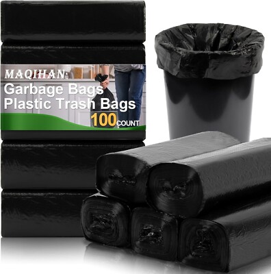 Trash Bags Bulk - 100 Count Garbage Bags 4 Gallon Trash Bag Small Trash ...