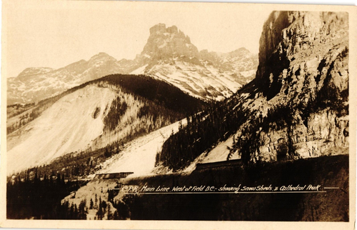 CPR Main Line West of Field BC Canada Snow Sheds Cathedral Peak RPPC ...
