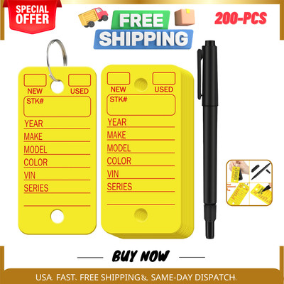 Poly Key Tags Plastic Key Tags w/ 200 Rings & 2 Markers Car Dealer 200 ...