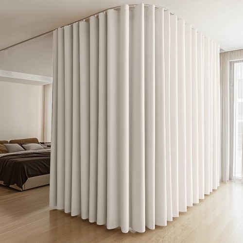 Room Divider Curtains & Flexible Bendable Tracks Set,Privacy Dividers ...
