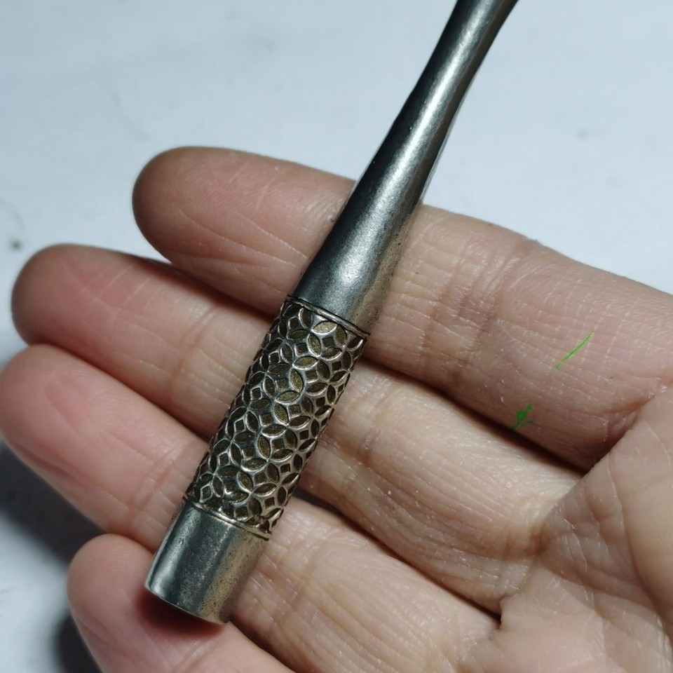 White Copper Carved Smoking Pipe Holder Vintage Portable Tobacco ...