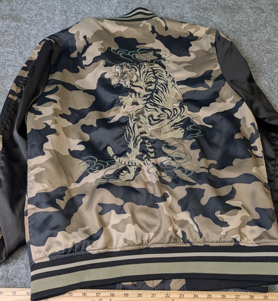 ZARA MAN Full Zip Bomber Jacket Men's XL Camouflage Tiger | eBay