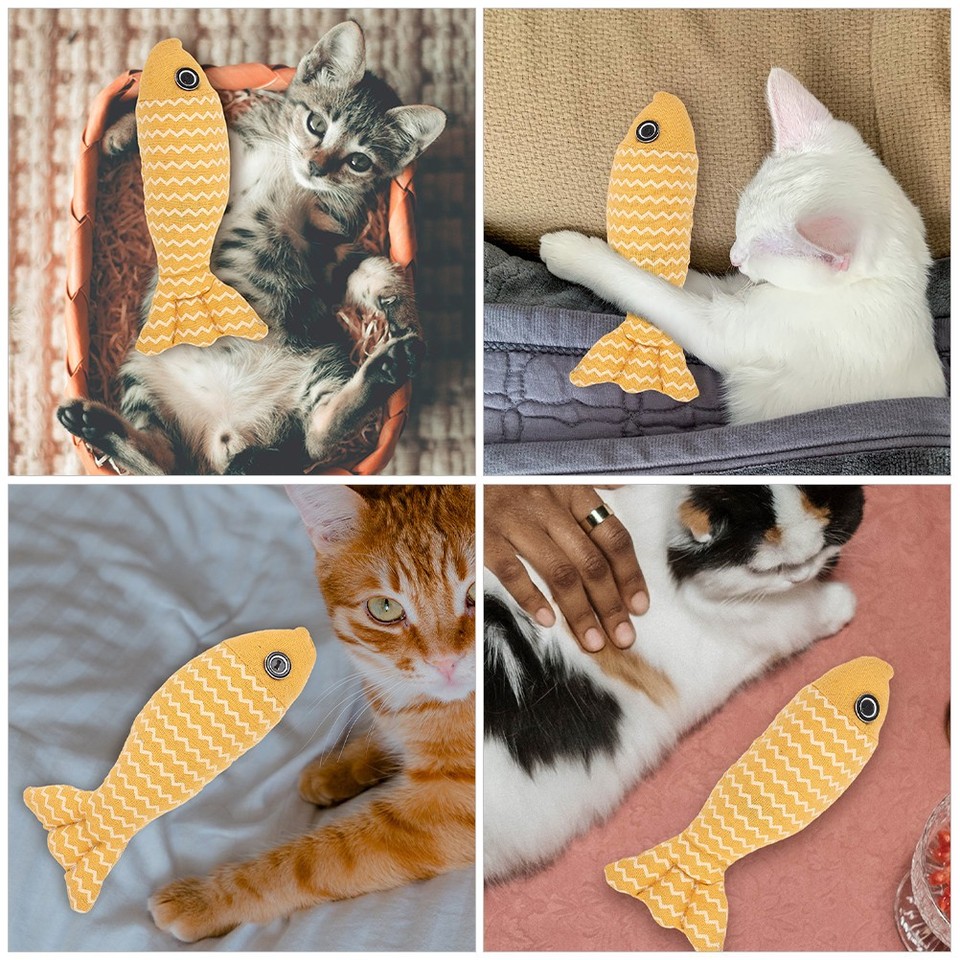 3Pcs Cat Fish Chew Toy Non-woven Interactive for Kitten Play | eBay UK