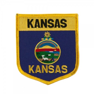 KANSAS STATE SHIELD FLAG EMBROIDERED PATCH - IRON-ON - NEW 3.5" FREE ...