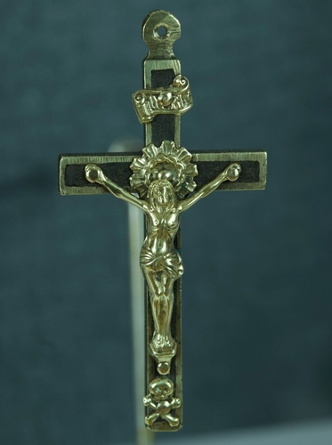 19Thc Antique French Pectoral Cross Bronze & Ebony Srull Sacred Heart ...