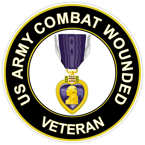 U.S. Army Combat Wounded Medal Veteran Bumper Sticker Military Vinyl ...
