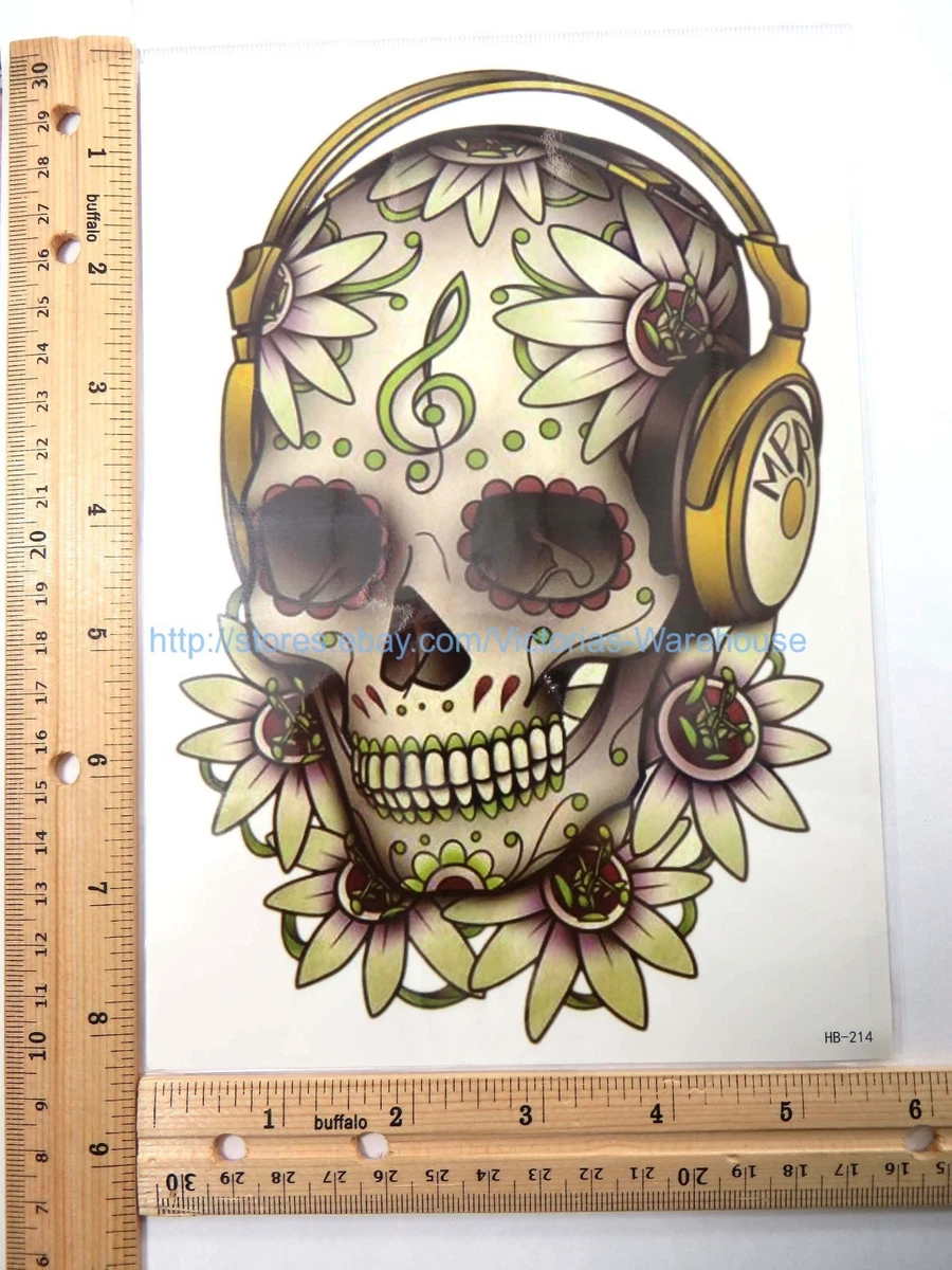 Sugar Skull And Roses Tattoo For Men