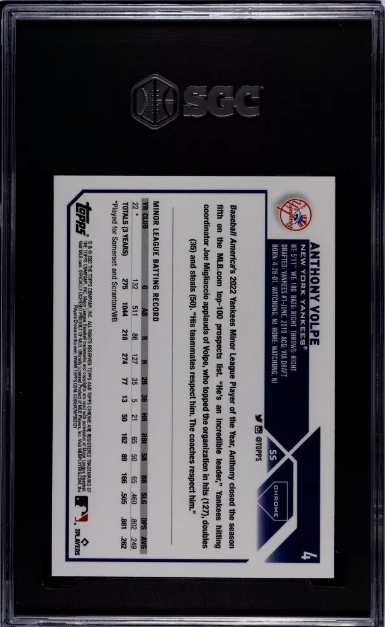 2023 Topps Chrome #4 Anthony Volpe Rookie Card New York Yankees SGC 10 ...