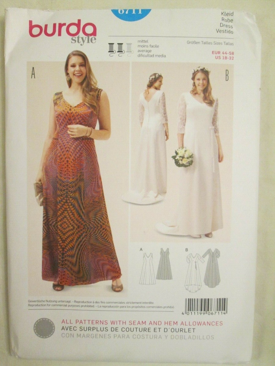 Bridal Dress Patterns Burda Sewing Pattern Women's Dress, Plus Size