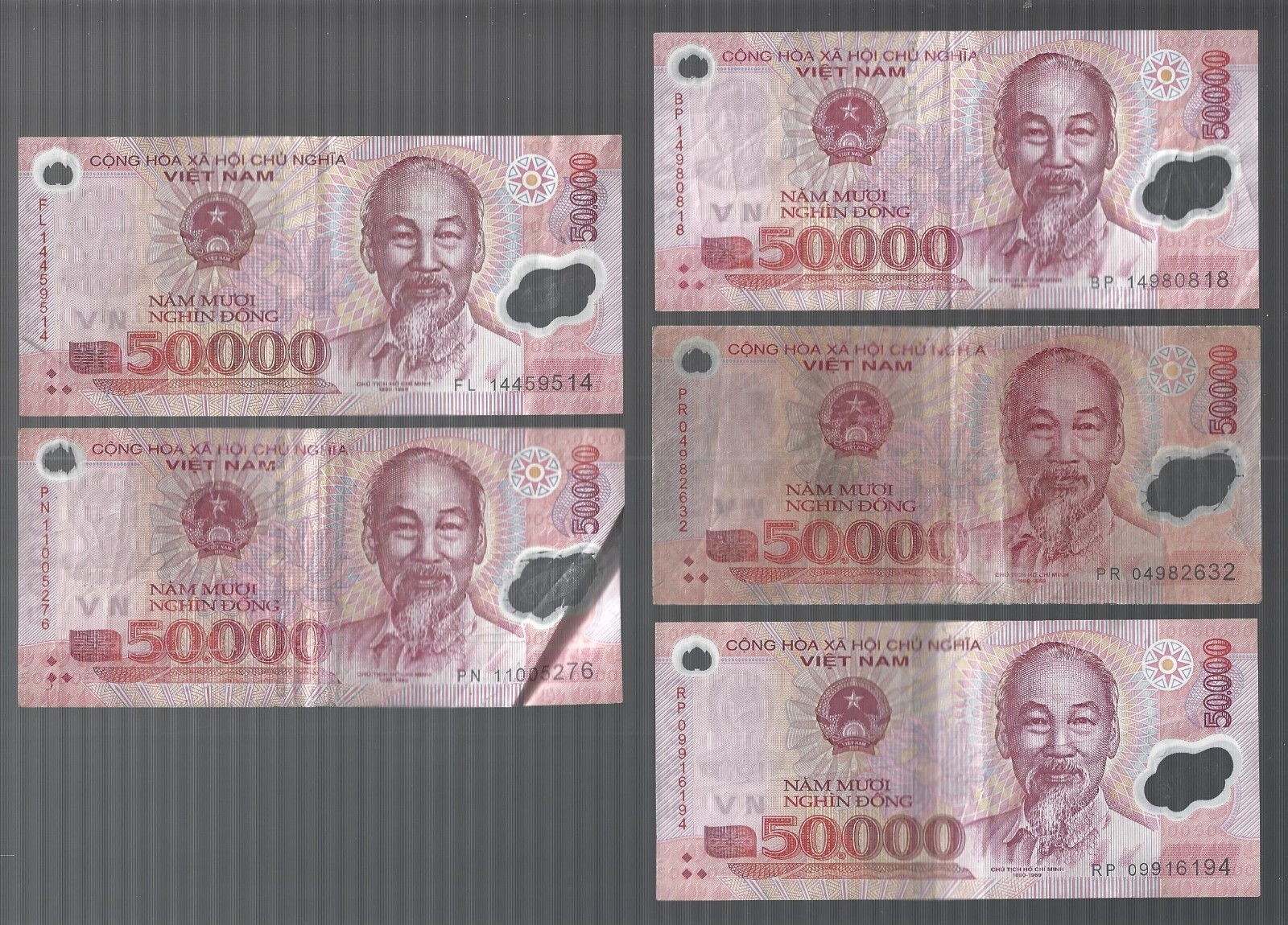Vietnam 💥Buy ONE 50000 VND Polymer note get ONE 500 Dong FREE !! 💥Lot ...